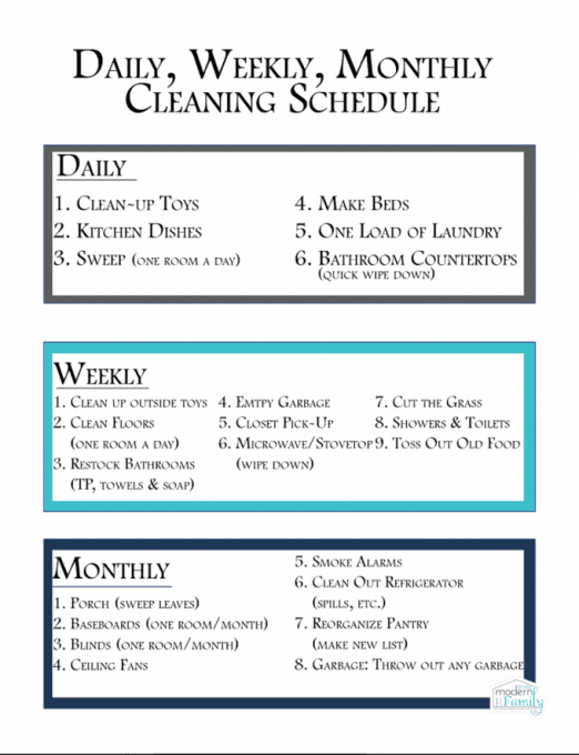Daily Cleaning List To Clean Every Room Free Printable Your Modern Daily Cleaning List To Clean Every Room Free Printable Your Modern