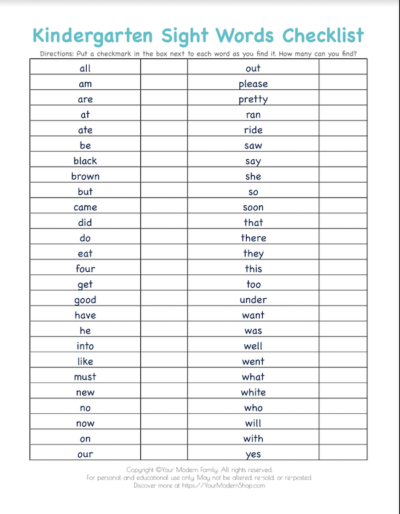 Kindergarten Sight Words and How We Taught Them at Home - Your Modern ...